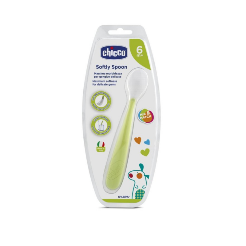 CHICCO CUCCHIAIO MORBIDO SILICONE 6M+ VERDE - FARMATECH